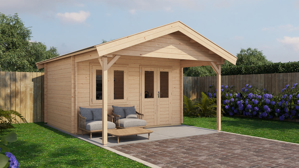 Lugarde Select - Wear Apex Roof Log Cabin 400x300cm with 200cm Front C ...