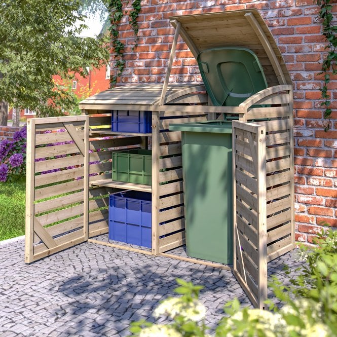 Rowlinson Single Bin Store With Box Store - Taylors Garden Buildings